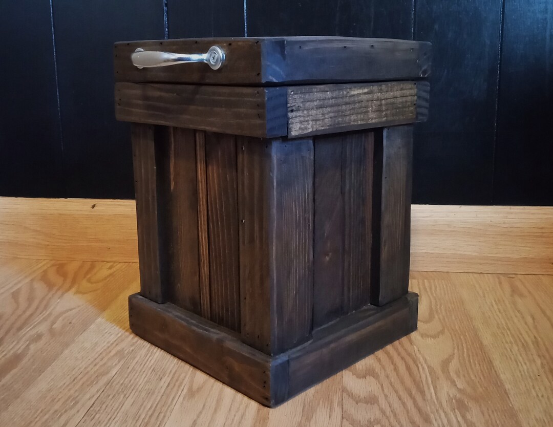 Rustic Wood Canister, Kitchen Canister, Rustic Storage Bin, Small Trash ...