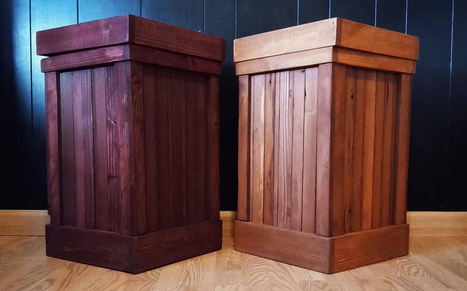 13 Gallon Open Top Rustic Kitchen Wood Trash Can, Rustic Trash Bin ...