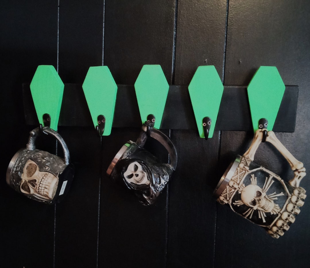 Halloween Coffin Hooks, Coffin Sign, Wall Mounted Coffin Hooks, Coffin ...