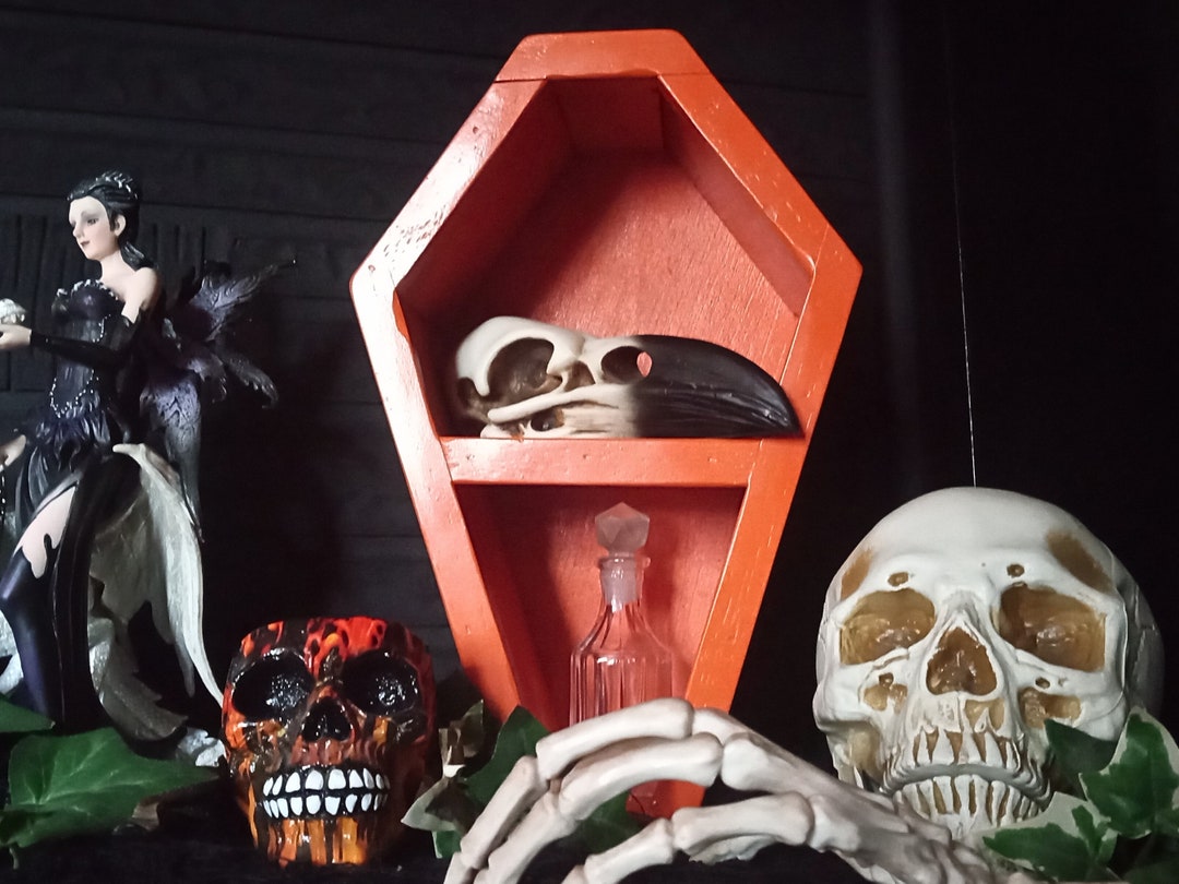 Orange Coffin Shelf, Mini Coffin Shelf, Gothic Shelf, Coffin Decor ...