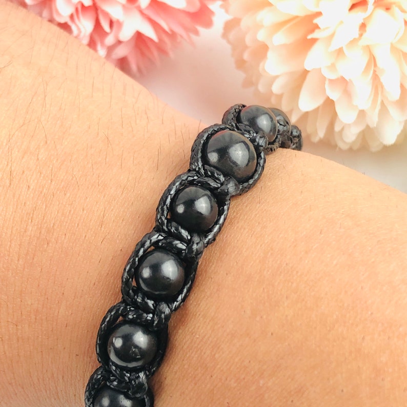 Leather Rope Shungite Bracelet, EMF Protection, Natural Shungite ...