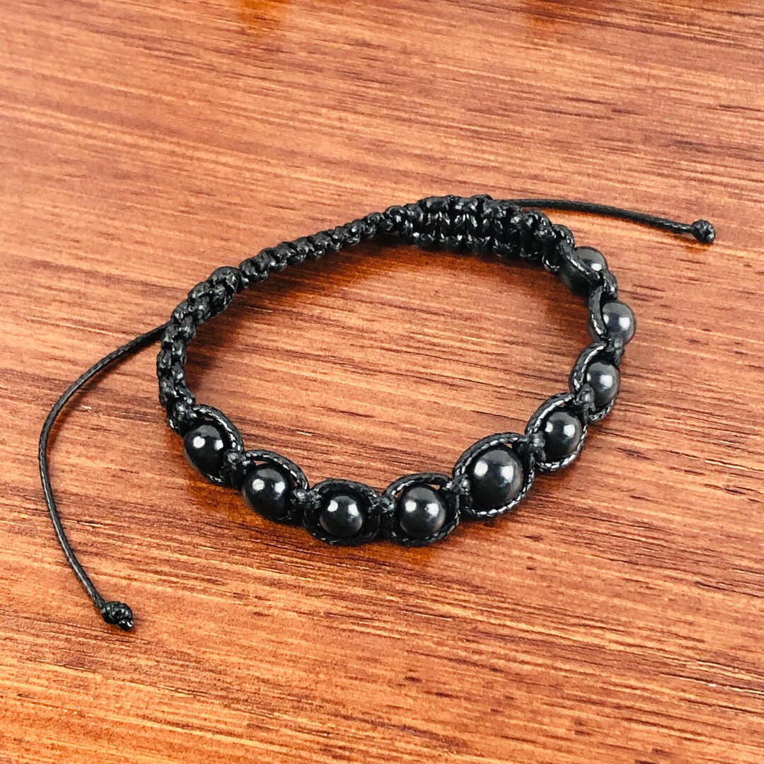 Leather Rope Shungite Bracelet, EMF Protection, Natural Shungite ...
