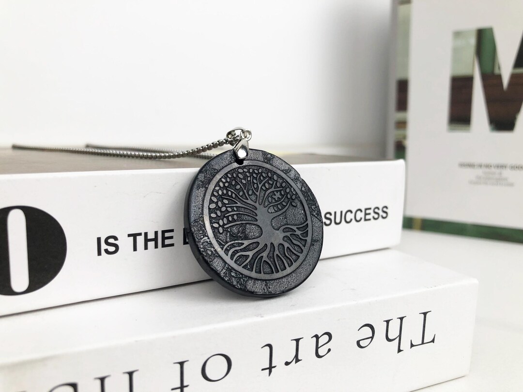 Shungite Tree of Life Pendant: Natural Black Stone Necklace - Etsy