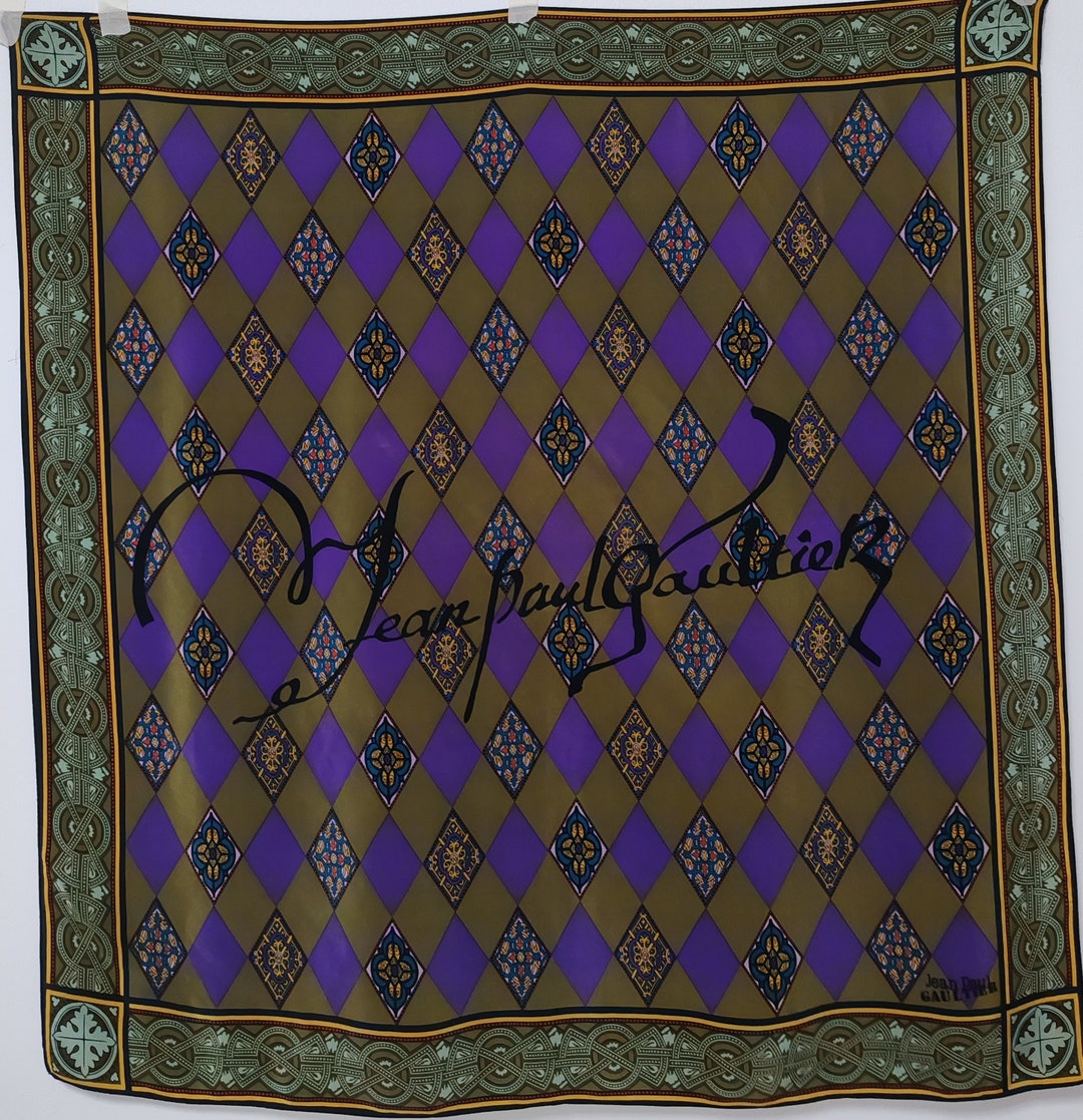 Jean Paul Gaultier JPG Vintage Silk Scarf Neckerchief Diamond Shape ...