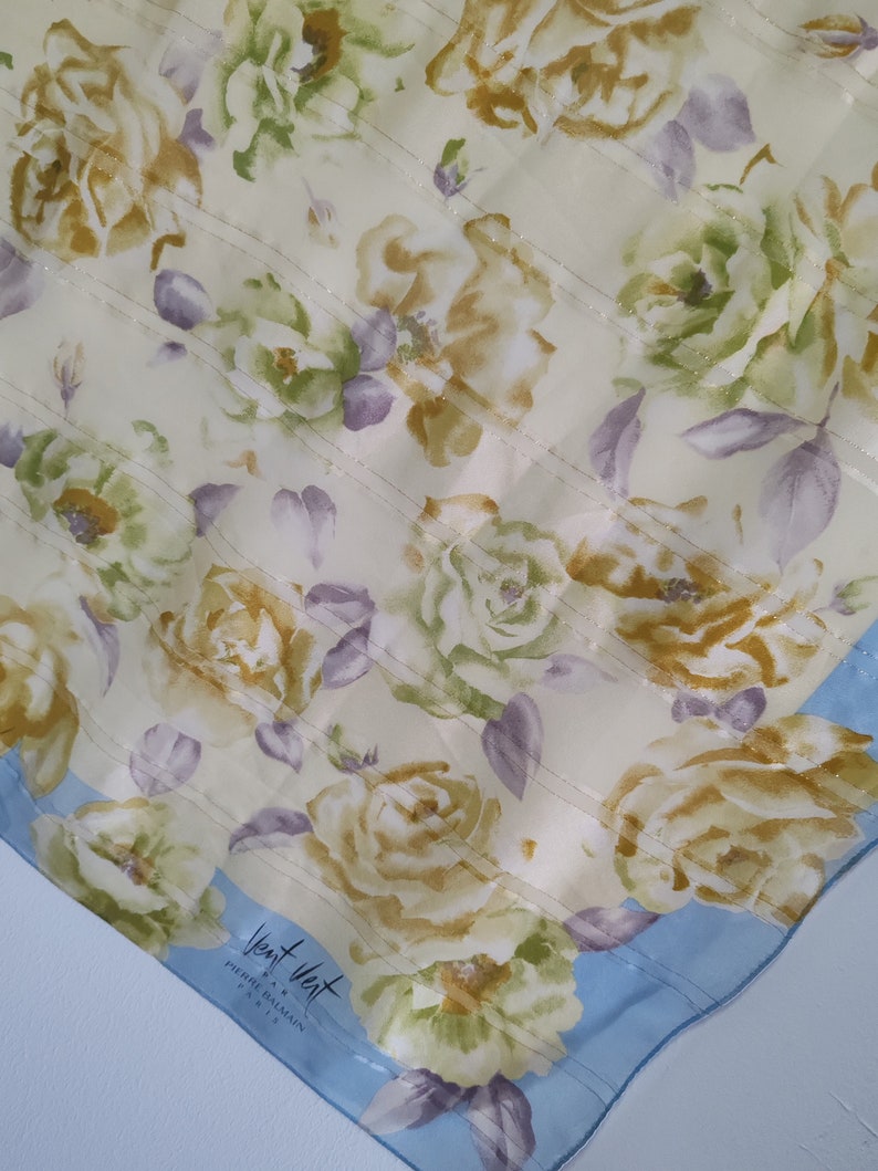 Vent Veit Par Pierre Balmain Paris' Scarf Vintage Pocket Square Floral ...