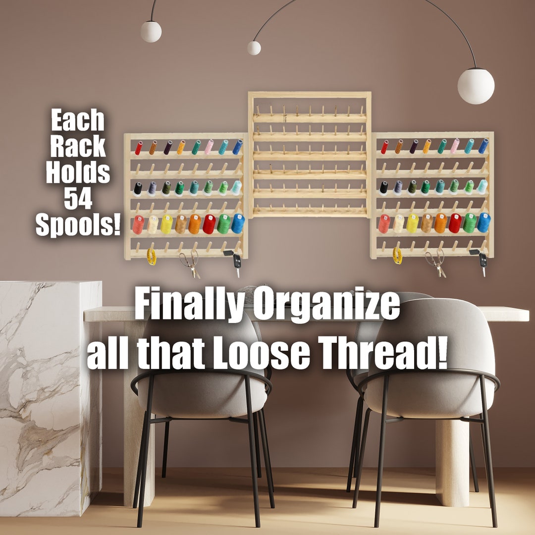 54-spool Wooden Thread Holder, Sewing Thread Storage Rack, Sewing ...