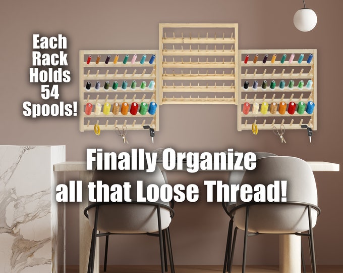 54-spool Wooden Thread Holder, Sewing Thread Storage Rack, Sewing ...