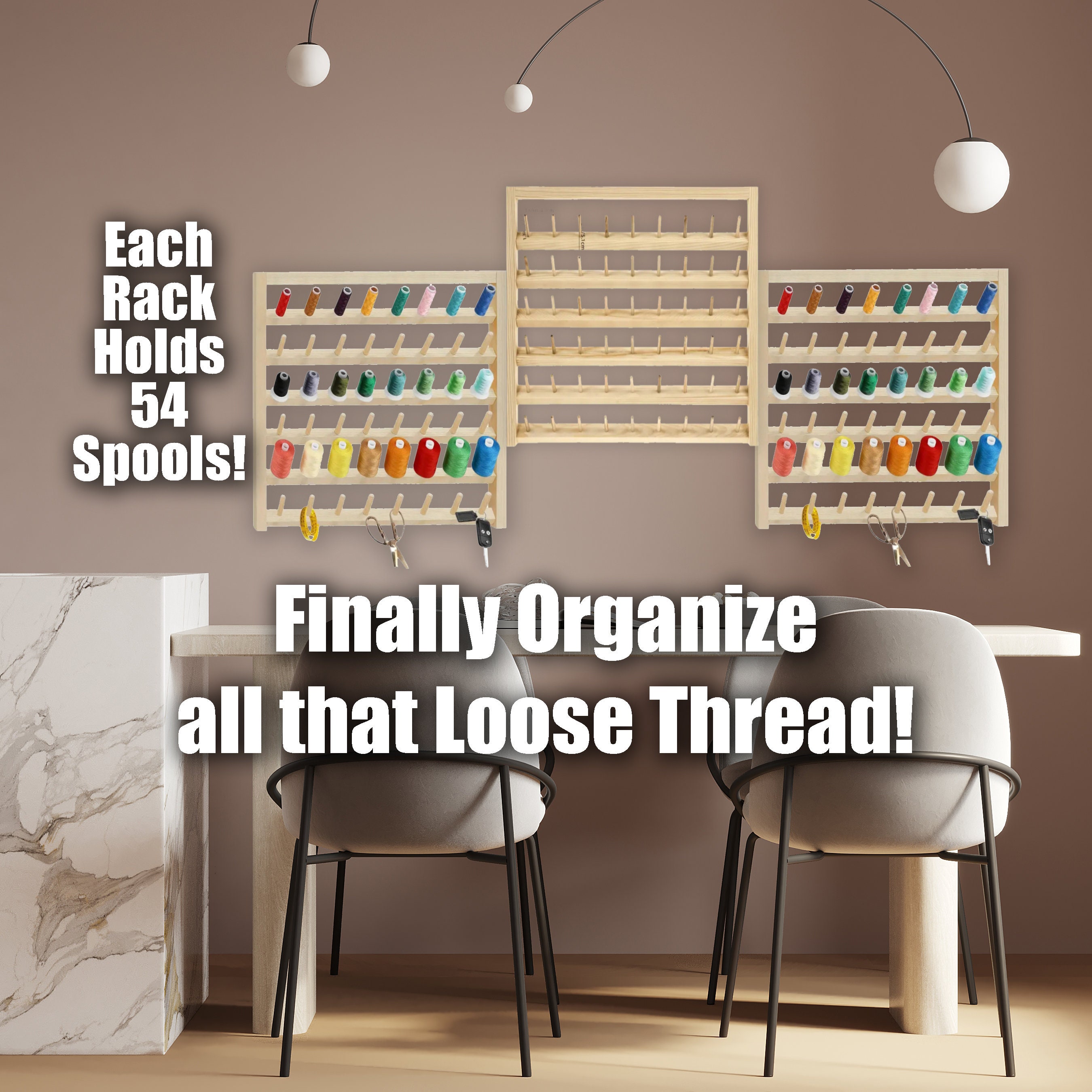 54-spool Wooden Thread Holder, Sewing Thread Storage Rack, Sewing ...