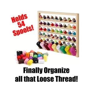 54-spool Wooden Thread Holder, Sewing Thread Storage Rack, Sewing ...