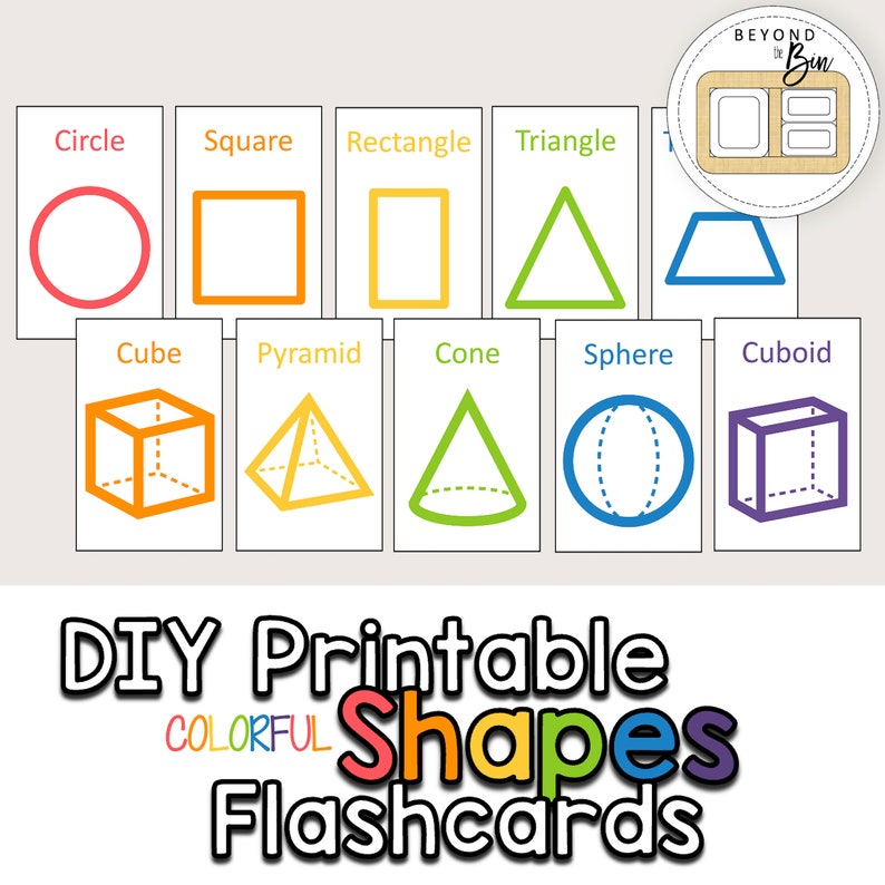 DIY Printable Colorful Shapes Flashcards Digital Download Learning ...