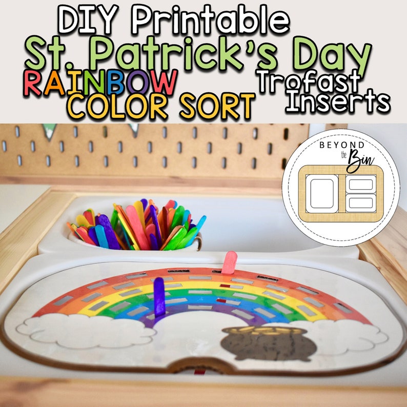 Rainbow Popsicle Sticks Color Sort: Saint Patrick's Day Trofast Inserts ...