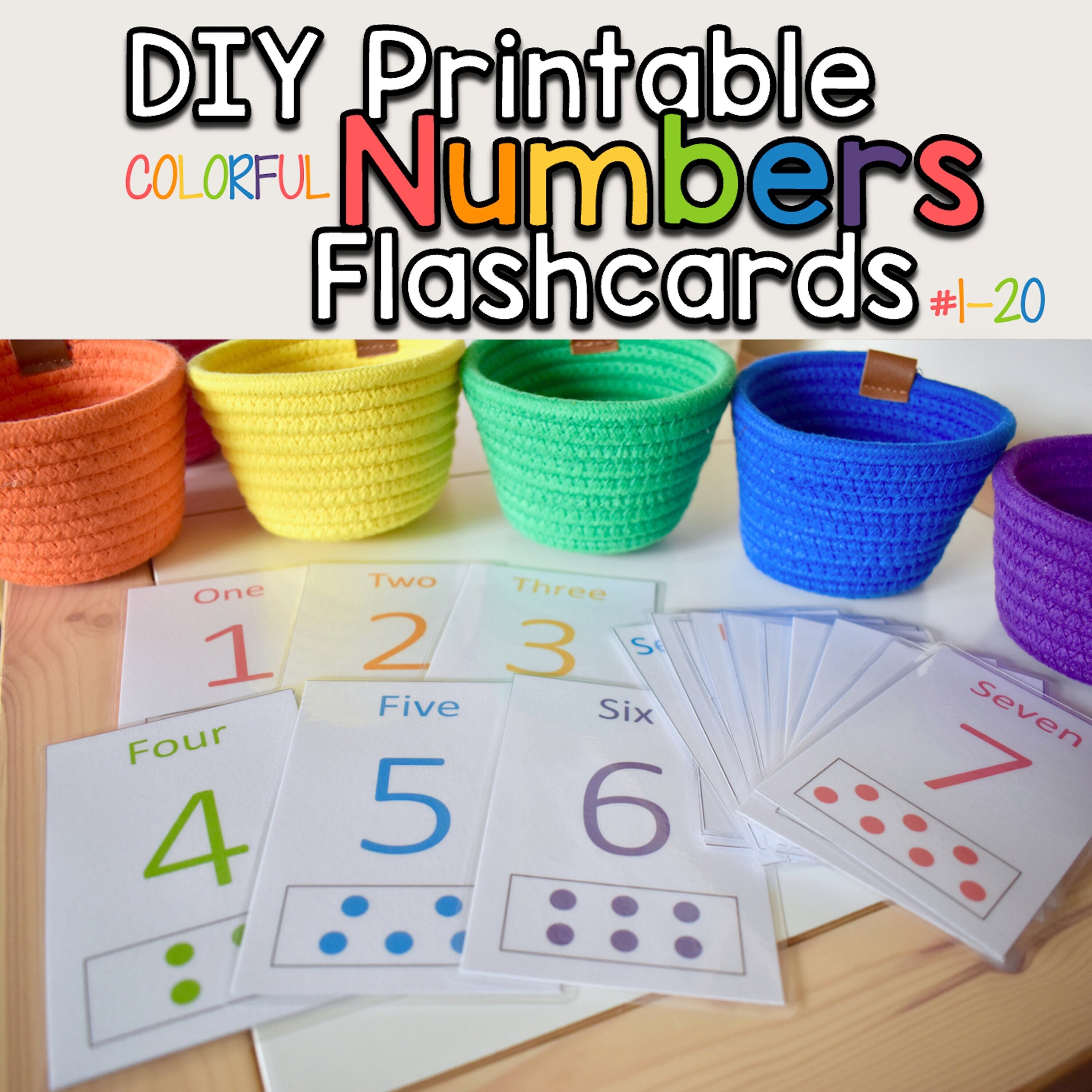 DIY Printable Colorful Numbers Counting Flashcards Digital Download ...