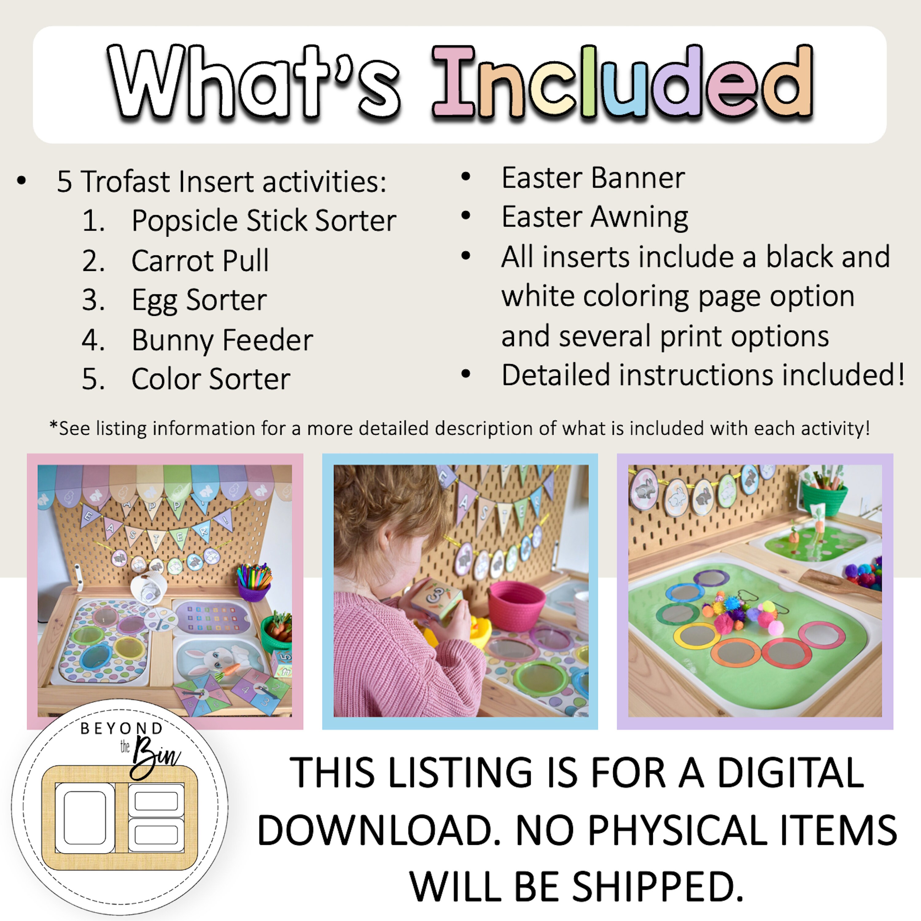 BUNDLE: Easter Trofast Inserts, Awning, Pennants for IKEA Flisat Table ...