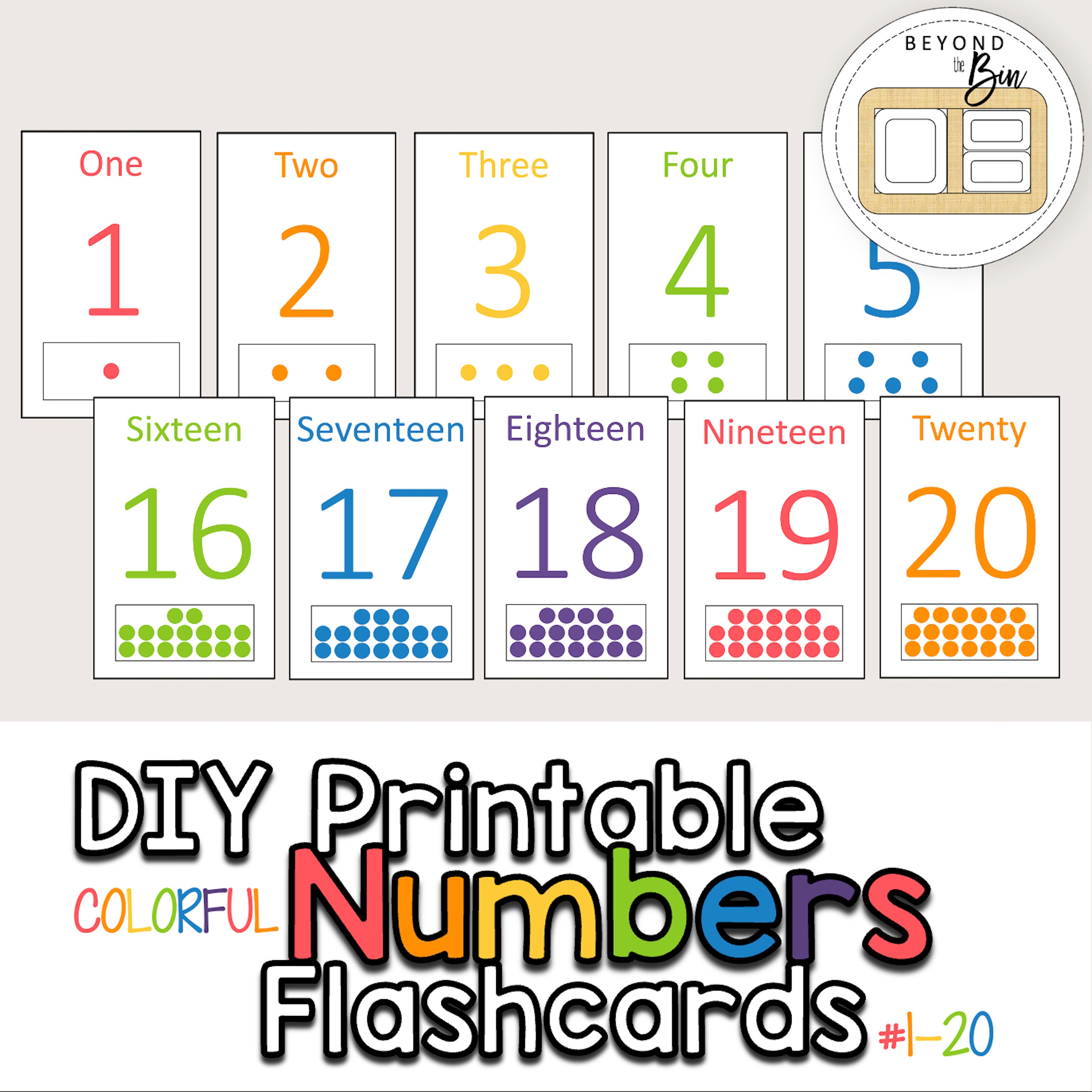 DIY Printable Colorful Numbers Counting Flashcards Digital Download ...