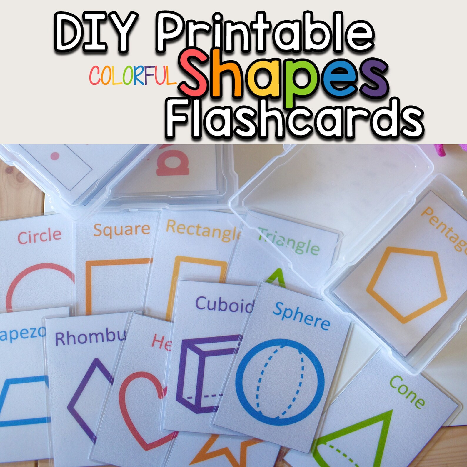 DIY Printable Colorful Shapes Flashcards Digital Download Learning ...