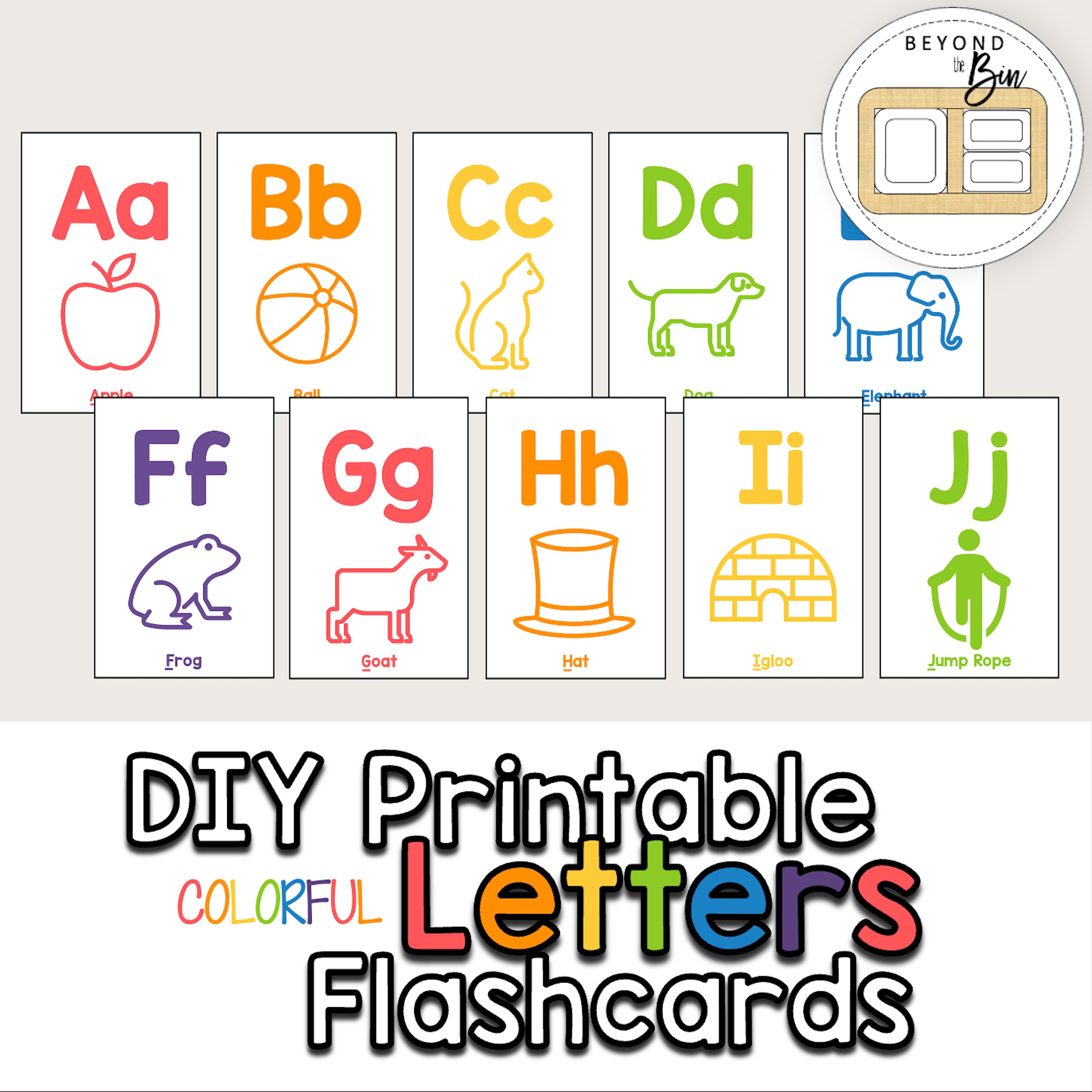 BUNDLE: DIY Printable Colorful Shapes, Colors, Numbers, Alphabet ...