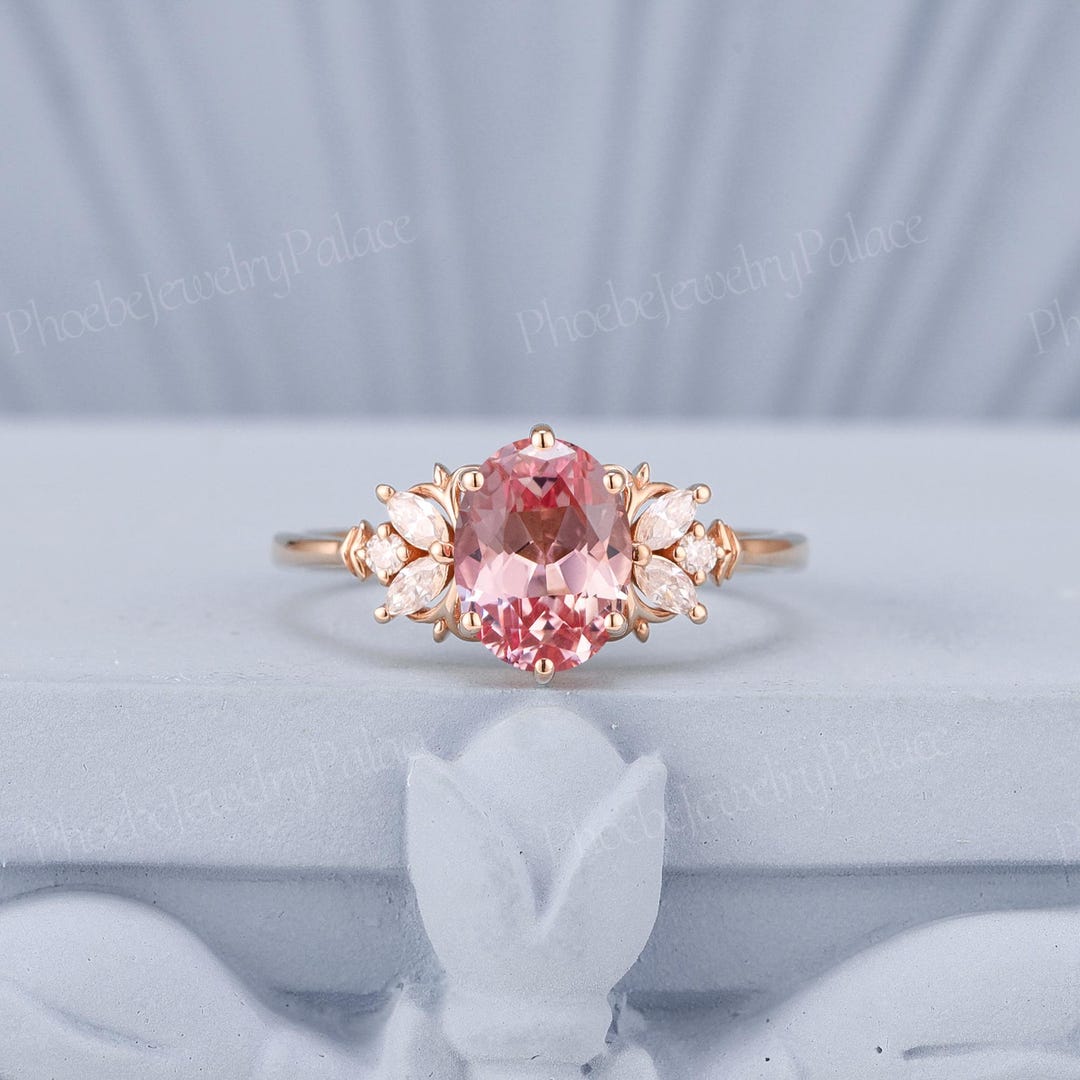 Unique Pink Sapphire Engagement Ring Solid Gold Unique Pinky Wedding ...