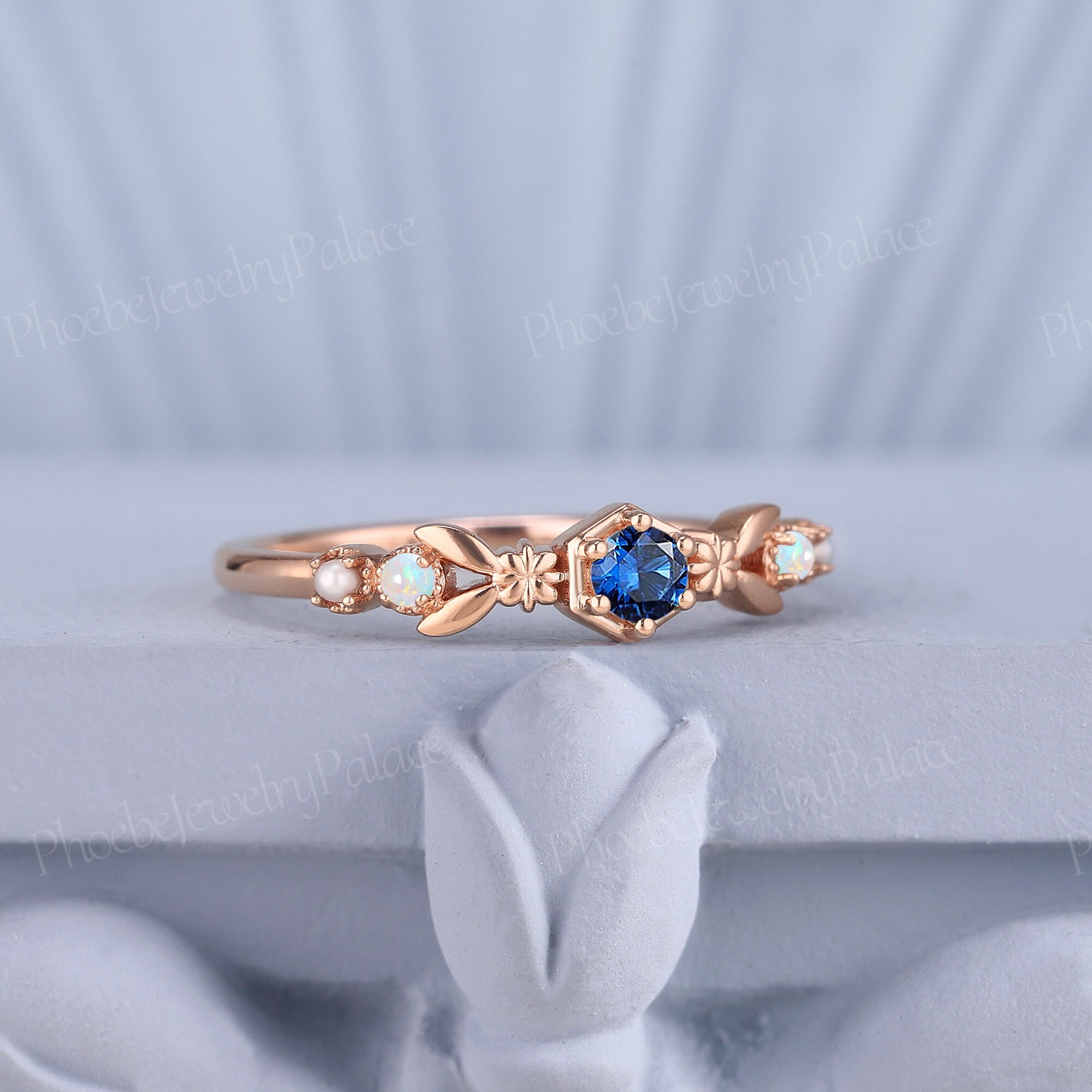Vintage Natural Sapphire Birthstone Stacking Ring Delicate Inspire ...