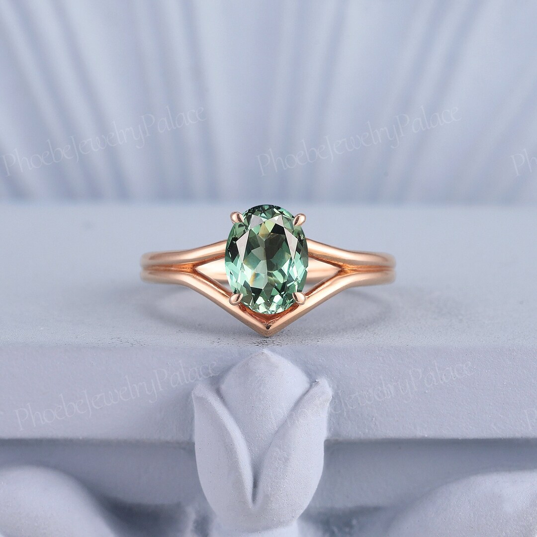 2ct Olive Green Sapphire Engagement Ring Gold Unique Minimalism Rings ...