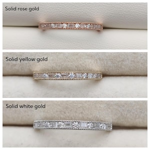 Vintage Moissanite Engagement Ring Solid 14k Gold Delicate Diamond ...