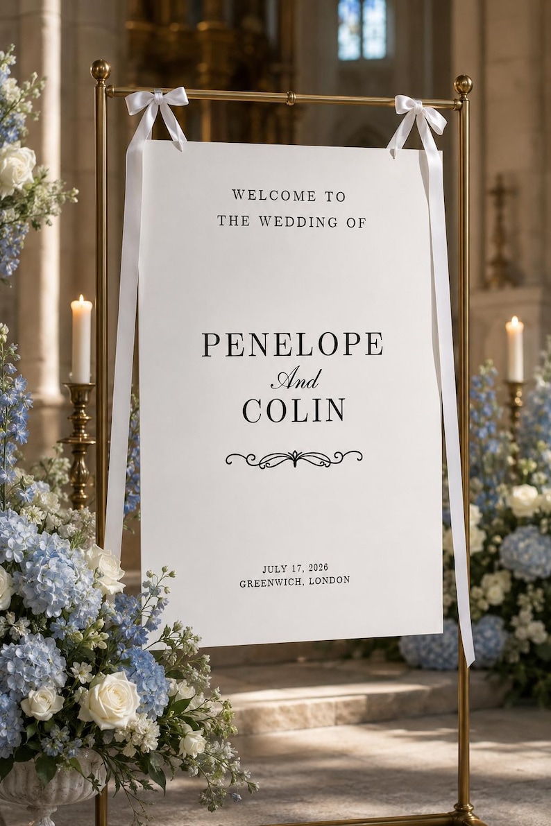 Elegant Wedding Welcome Sign Template, Minimalist Serif Printable ...