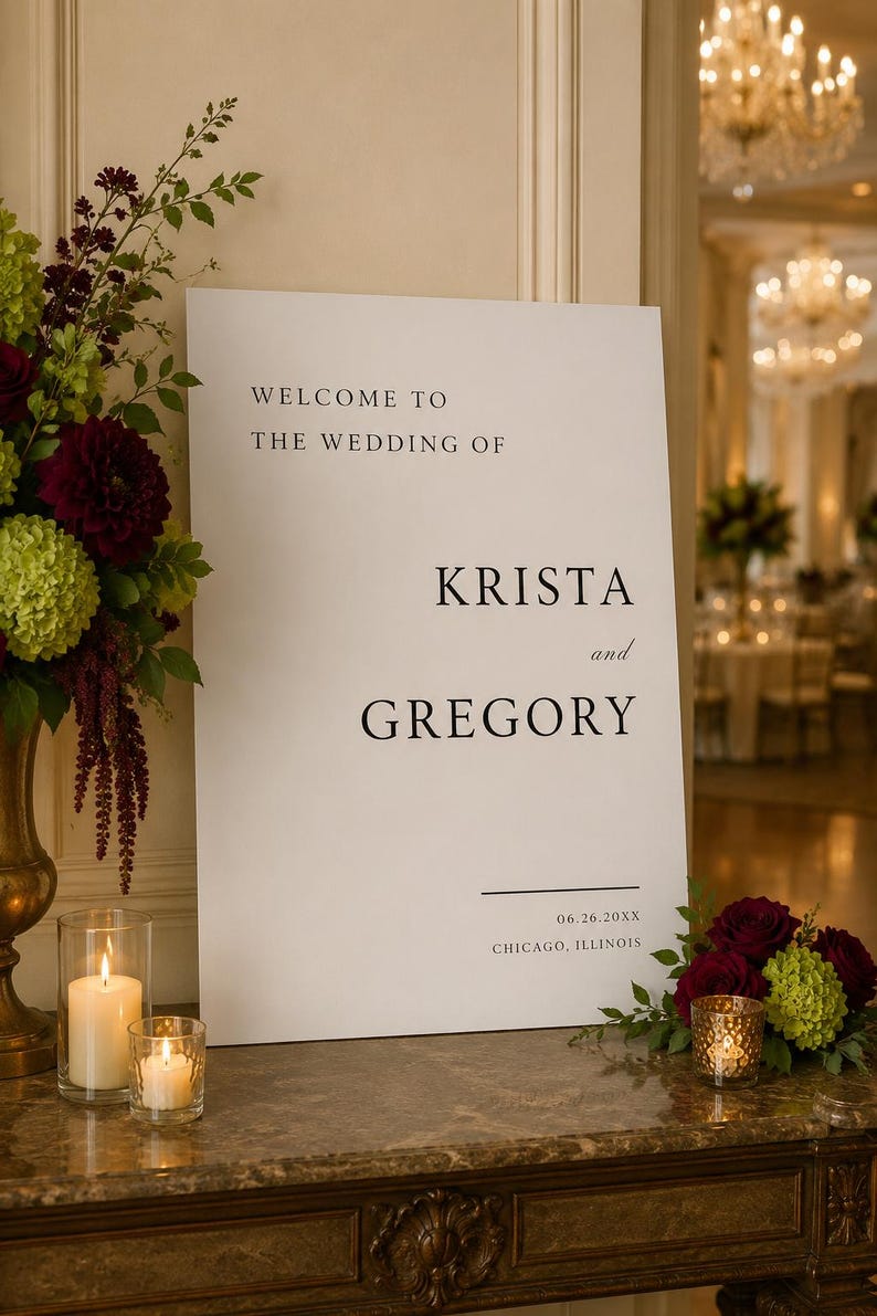 Minimalist Wedding Welcome Sign Template, Elegant Serif Printable Sign ...