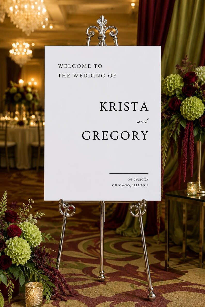Minimalist Wedding Welcome Sign Template, Elegant Serif Printable Sign ...