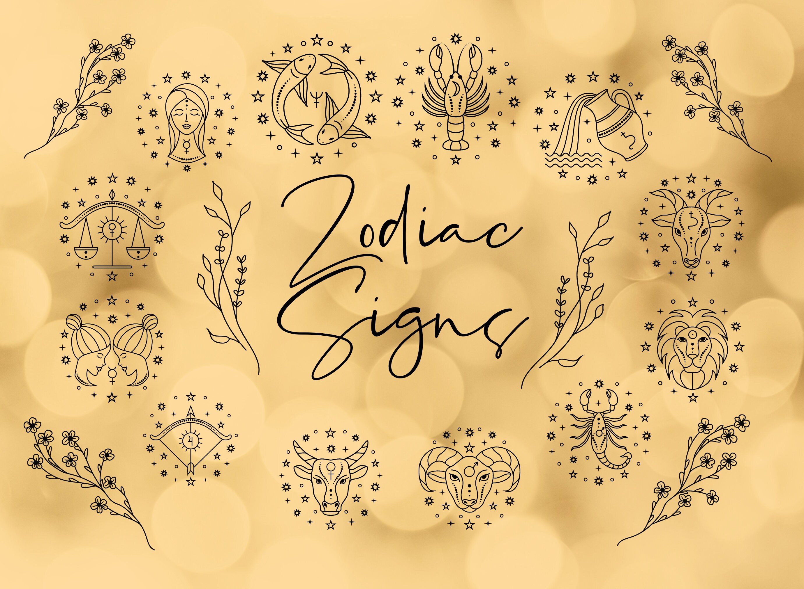 Zodiac Sign Svg Bundle Zodiac Sign Svg Astrology Svg Leo - Etsy Hong Kong