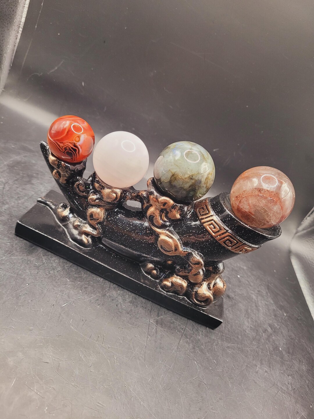 Horn Sphere Holder With 4 Small Sphere - Etsy