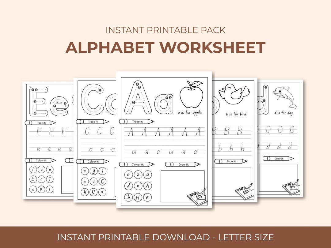 Alphabet Tracing Worksheets, ABC Handwriting Practice Sheets, Preschool ...