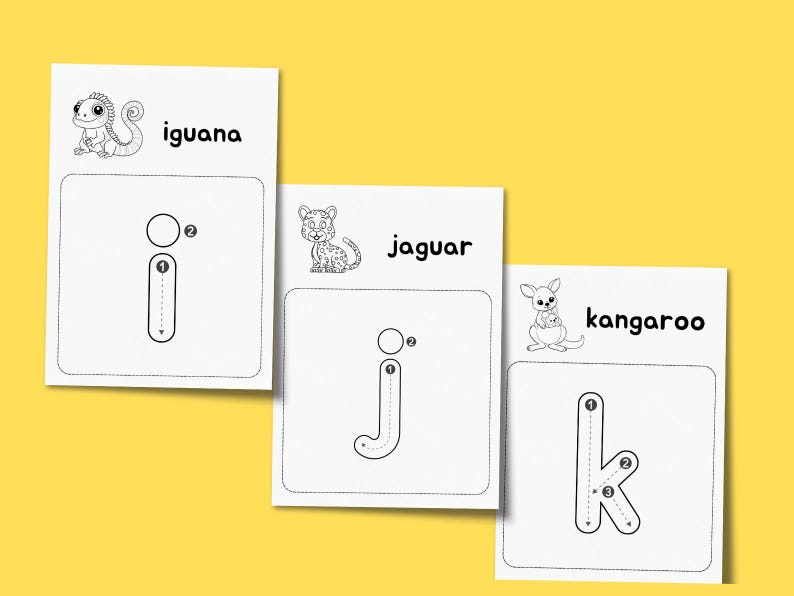 Animal Alphabet Tracing Cards, Letter of the Alphabets Worksheet ...