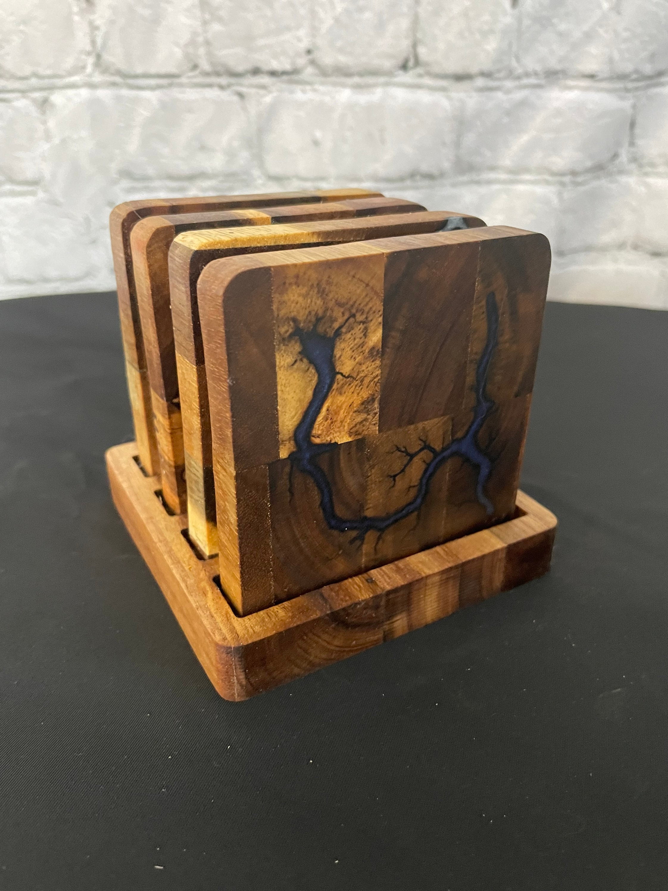 End-grain Acacia Coaster Set - Etsy
