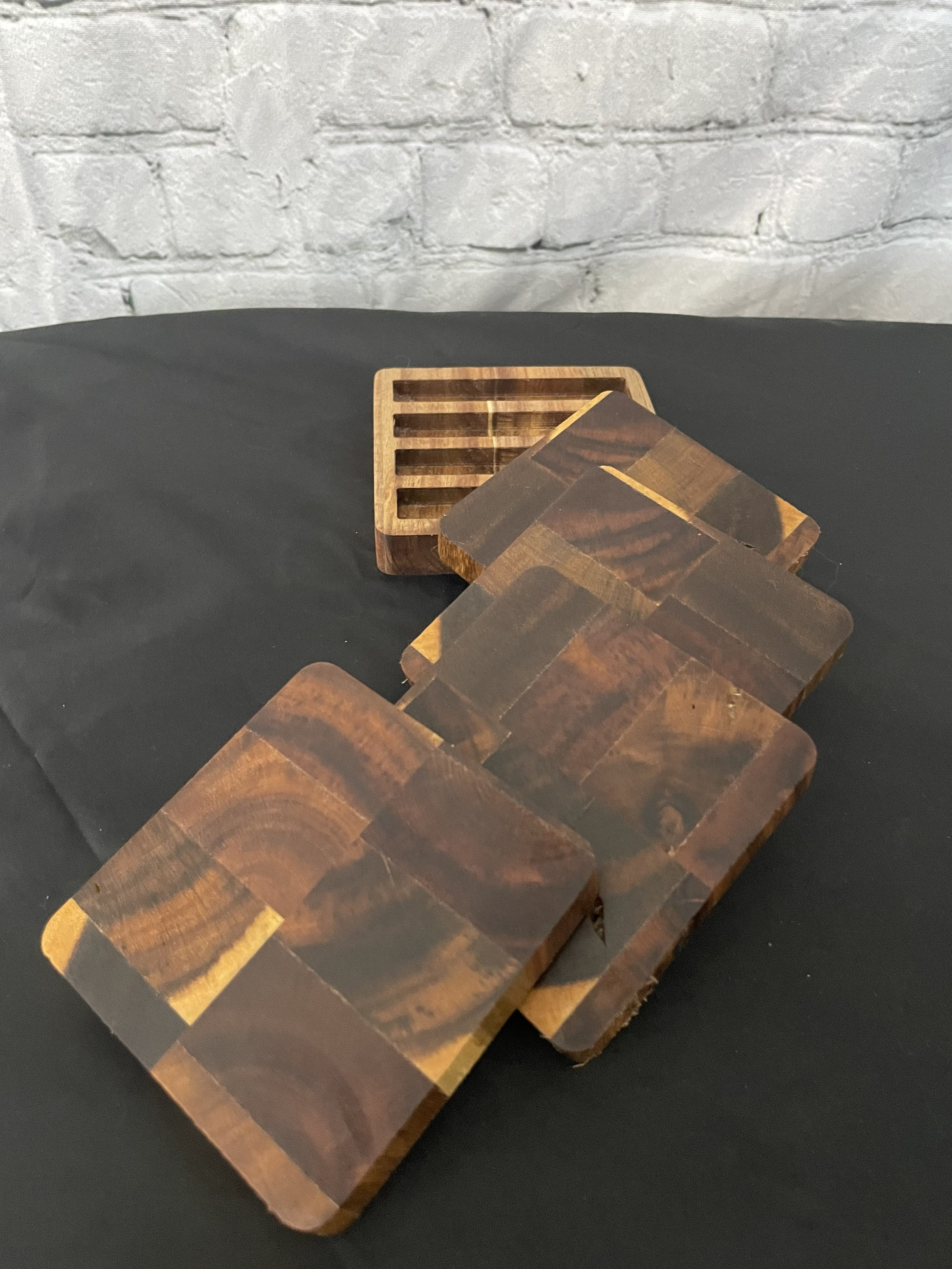 End-grain Acacia Coaster Set - Etsy