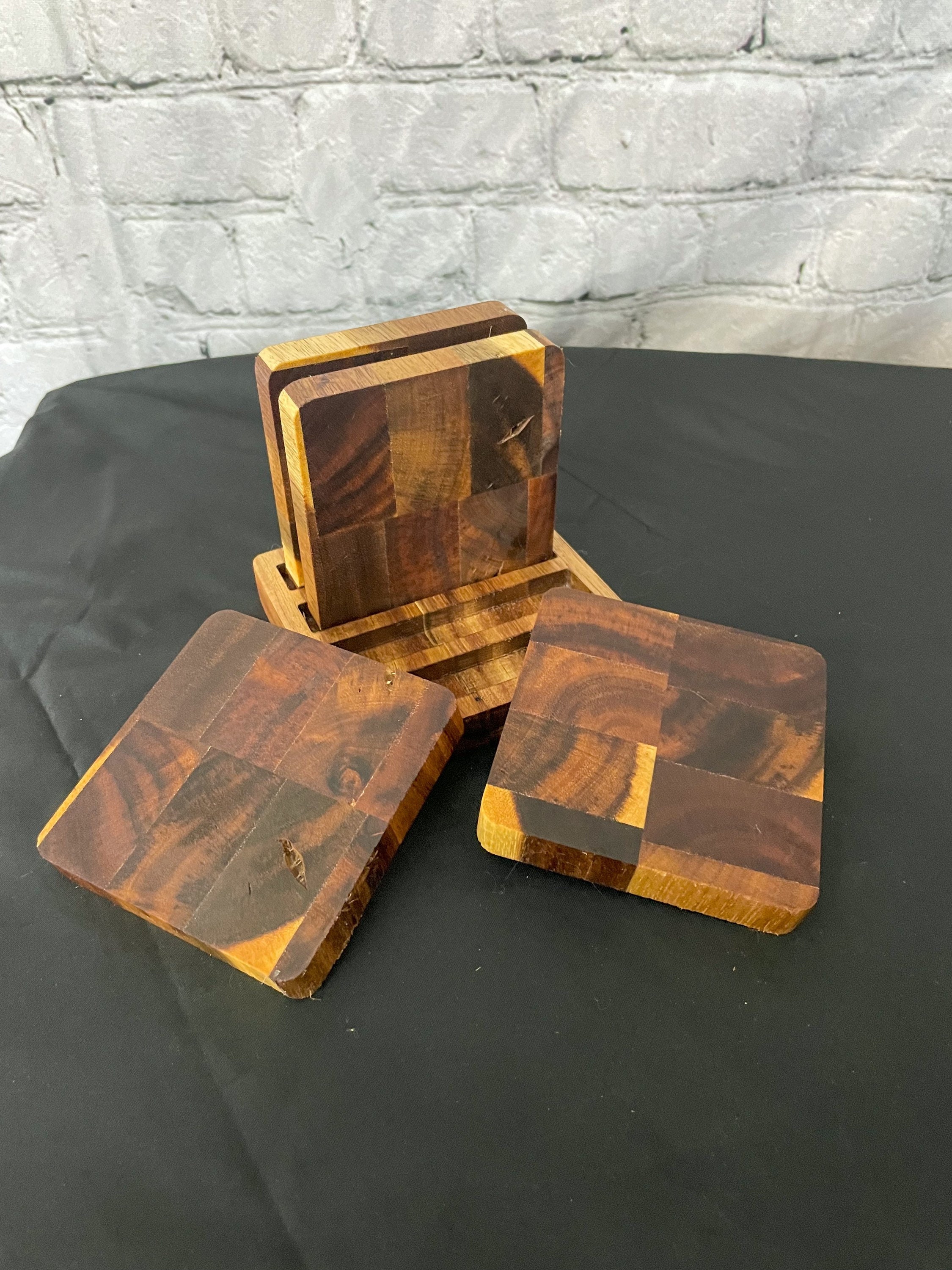 End-grain Acacia Coaster Set - Etsy