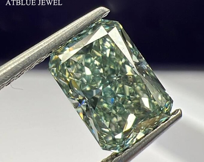 Long Radiant Cut Green Lab Grown Diamond: Loose Stone - Etsy