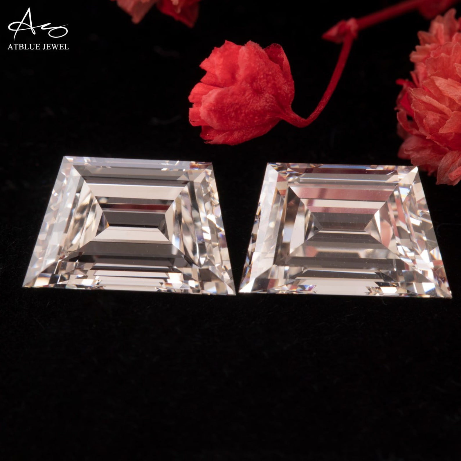 Trapezoid Step Cut Lab Grown Diamond Pair HPHT Lab Grown Diamond for ...