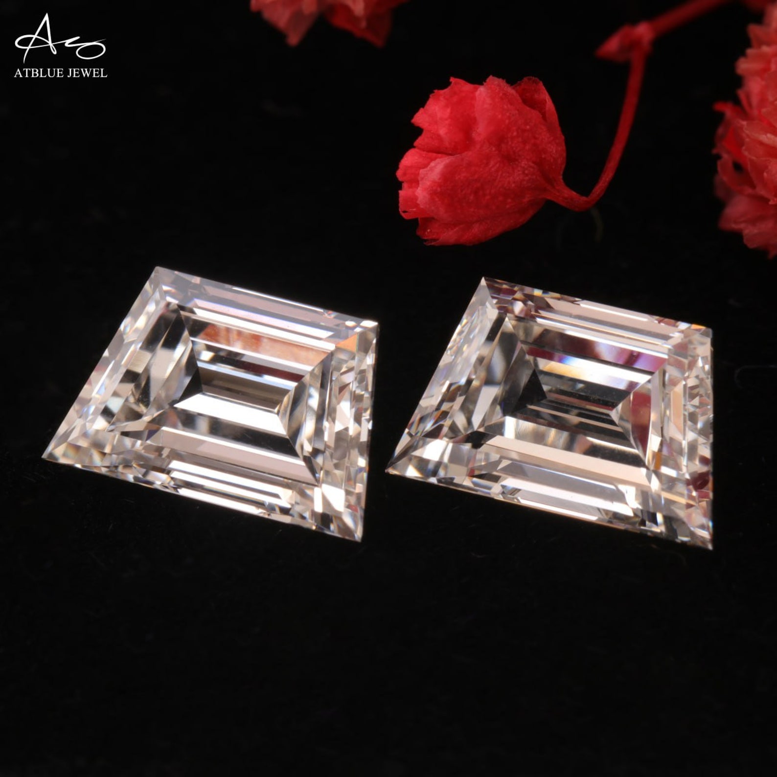 Trapezoid Step Cut Lab Grown Diamond Pair HPHT Lab Grown Diamond for ...