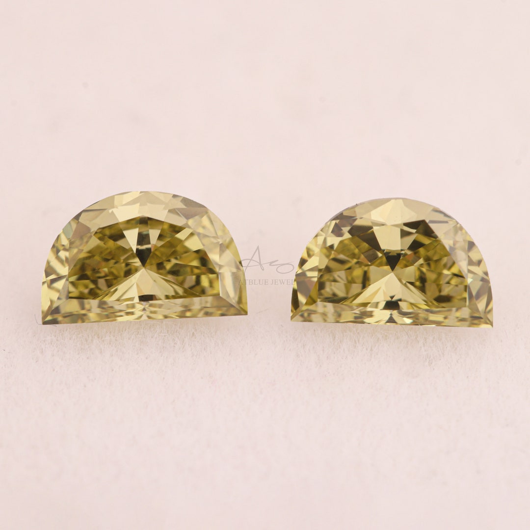 Yellow Half Moon Cut Diamond Pair Lab Grown Diamond Matching Pair ...