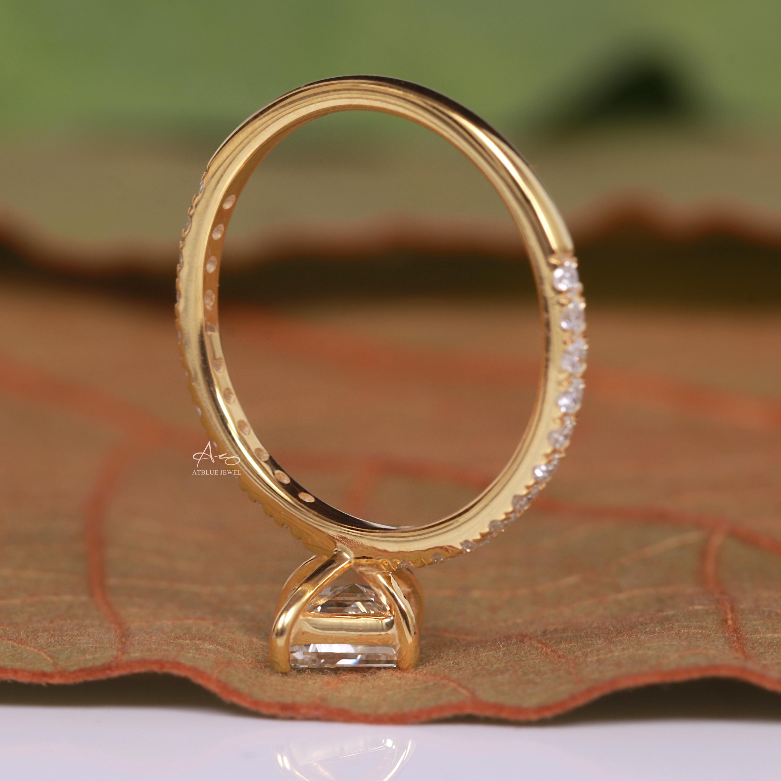 Lozenge Cut Diamond Engagement Ring in Claw Prong Setting, Antique Cut ...