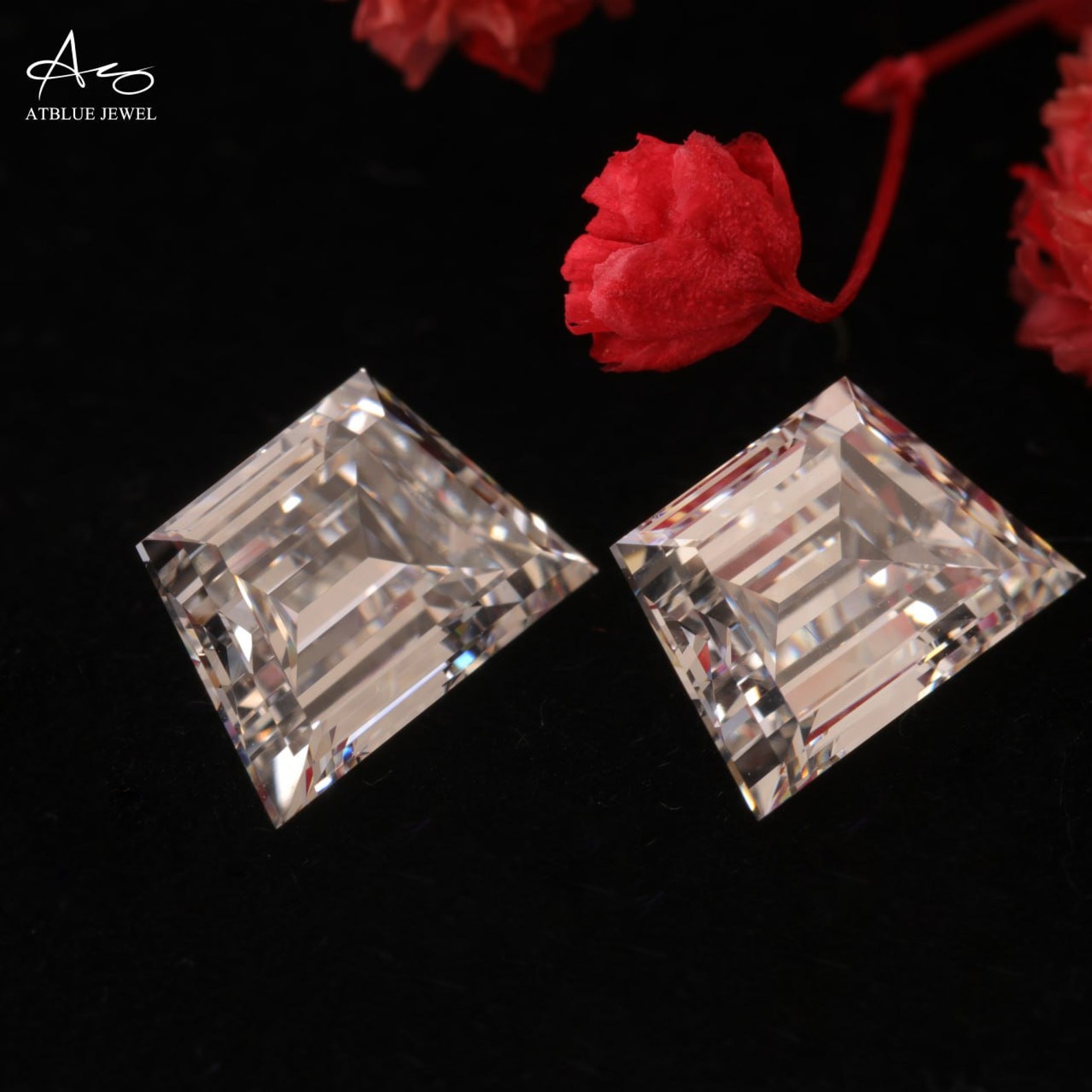 Trapezoid Step Cut Lab Grown Diamond Pair HPHT Lab Grown Diamond for ...