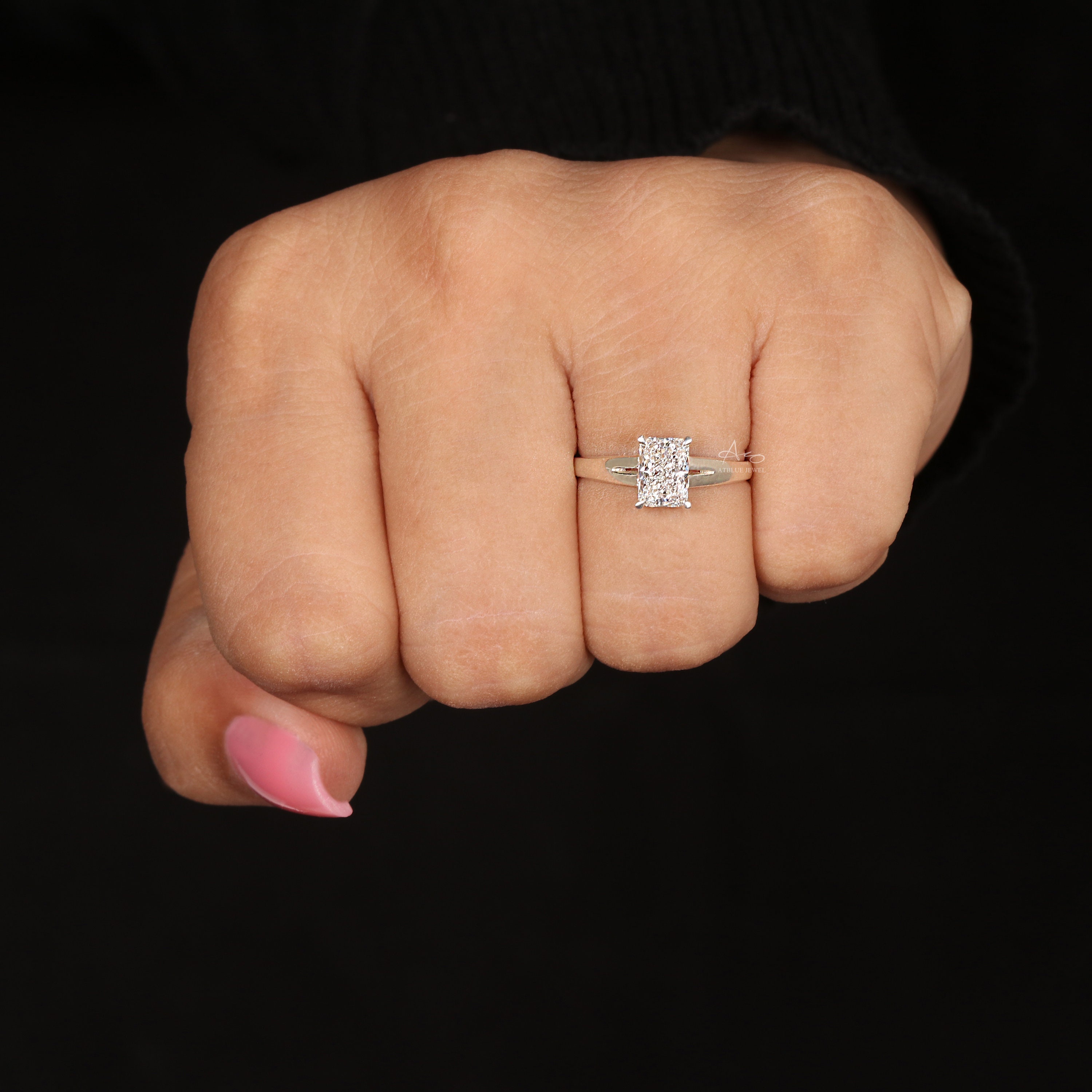 Radiant Cut Lab Grown Diamond Engagement Ring, Anniversary Gift for Her ...