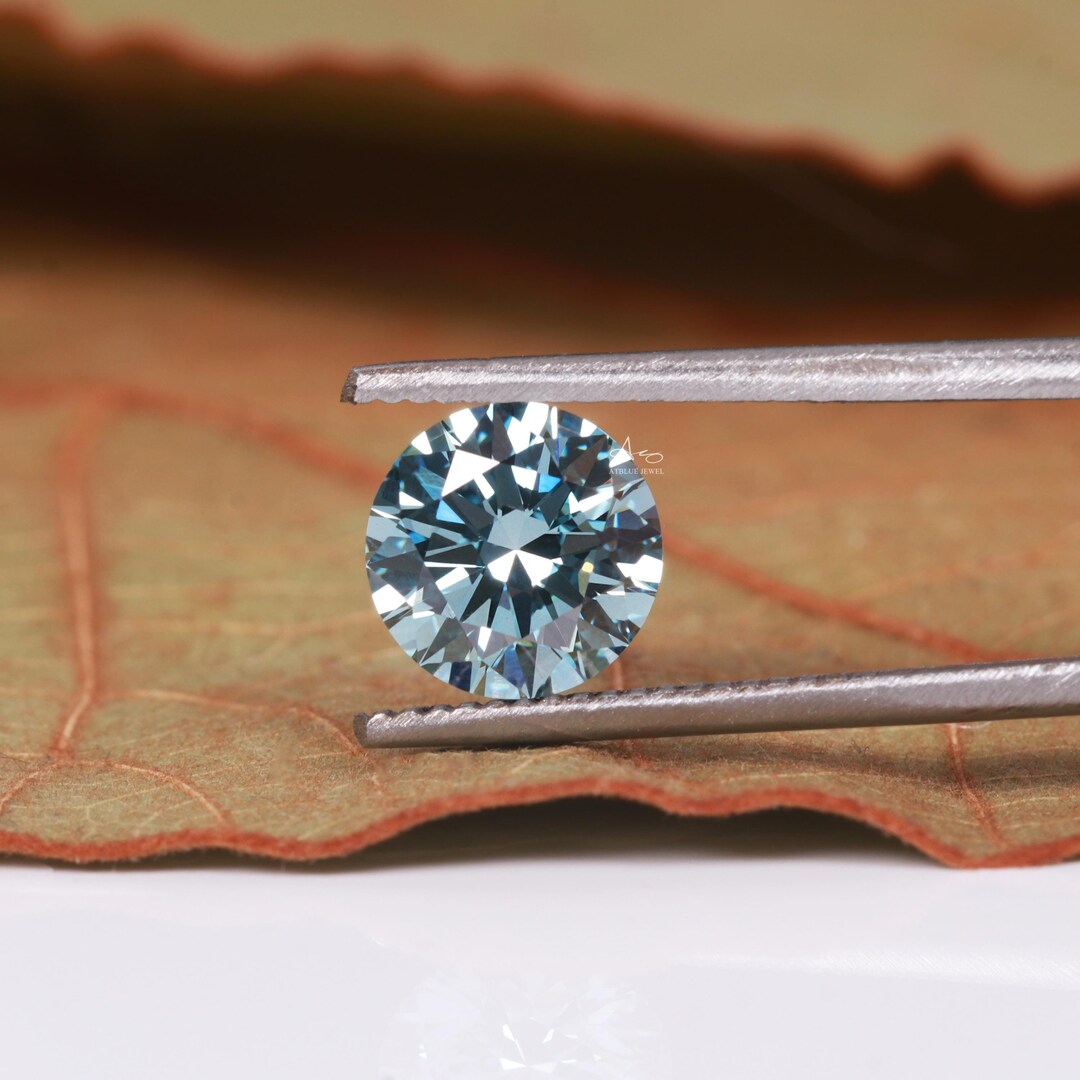 Round Brilliant Cut Diamond Loose, Blue Diamond Engagement Ring, 2 ...