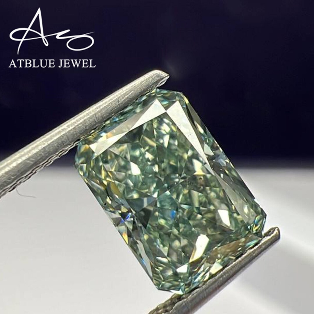 Long Radiant Cut Green Lab Grown Diamond: Loose Stone - Etsy