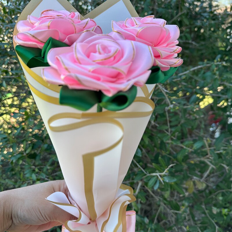 Ribbon Rose Bouquet - Etsy