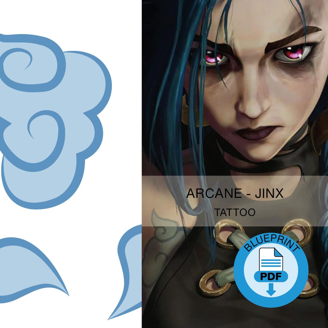 Jinx Arcane_tattoos Printable_ PDF File Pattern - Etsy