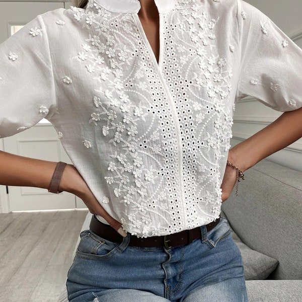 White Peasant Blouse - Etsy