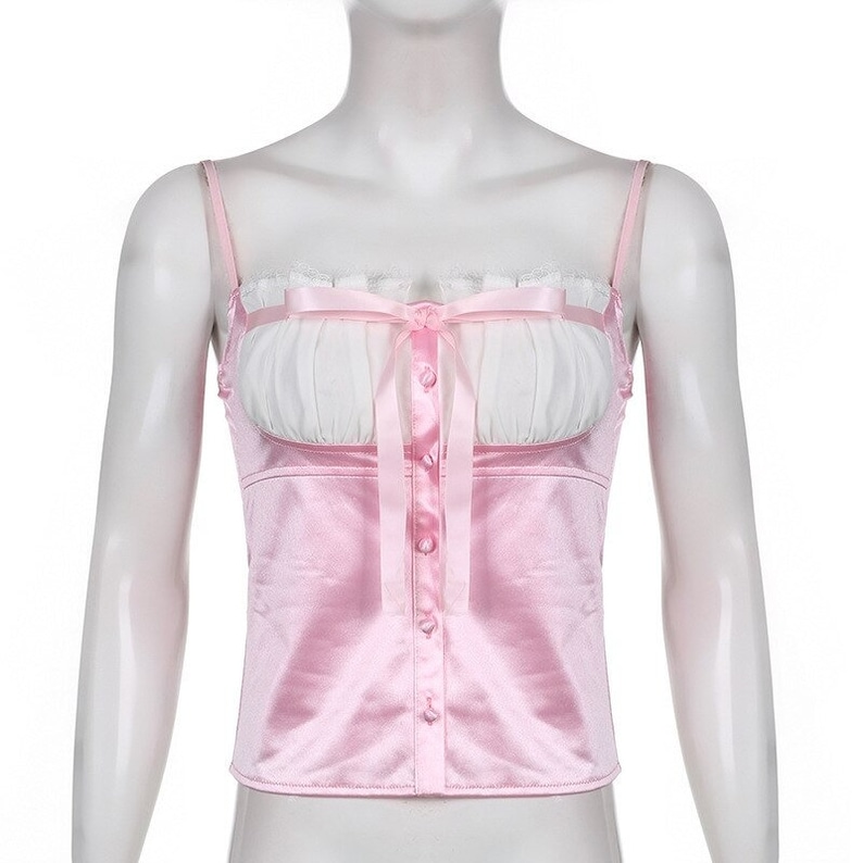 Y2K Pink Lace Bandage Women Coquette Aesthetic Cute Japanese - Etsy