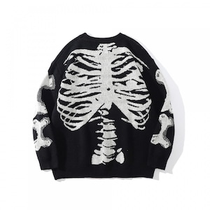 Men Oversized Sweater Loose Skeleton Bone Print Women Vintage - Etsy