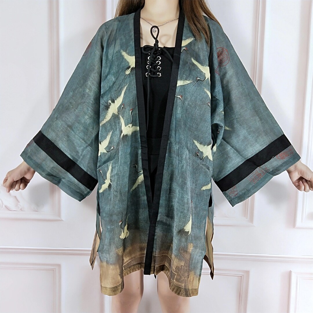 Vintage Japanese Kimono Cardigan Loose Waist Belt Sashes Split - Etsy