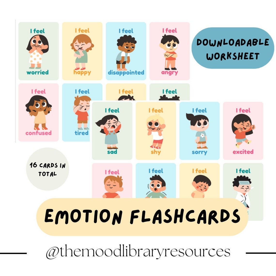 Emotion Flashcards Printable Resources Childrens Wellbeing - Etsy